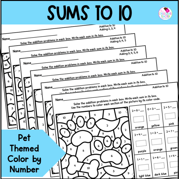 Addition to 10 Color by Number Math Worksheets - Color by Addition ...