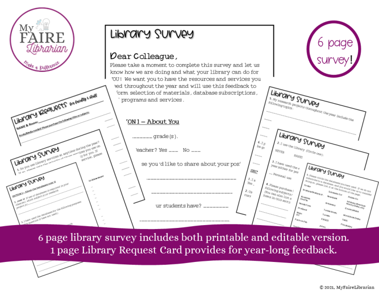 Library Survey | Beginning/End of Year | Faculty Survey | Advocacy ...