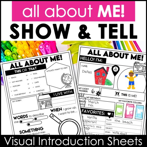 ABOUT ME - Back to School Show and Tell Student Introduction Worksheets ...