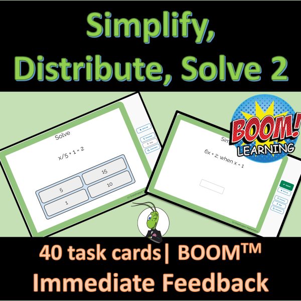 Simplify Expressions and Solve Equations Comparison 2 Boom Digital Task ...