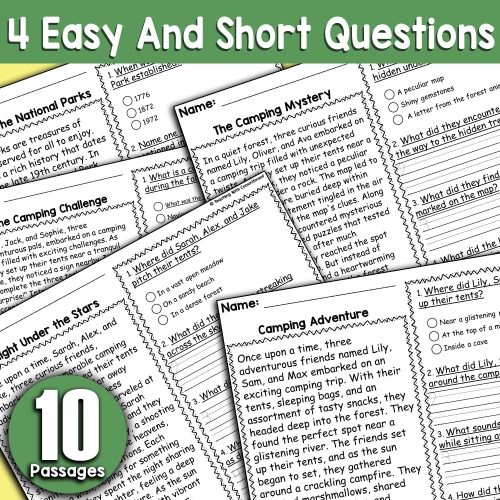 Camping Reading Comprehension Passage With Questions - Made By Teachers