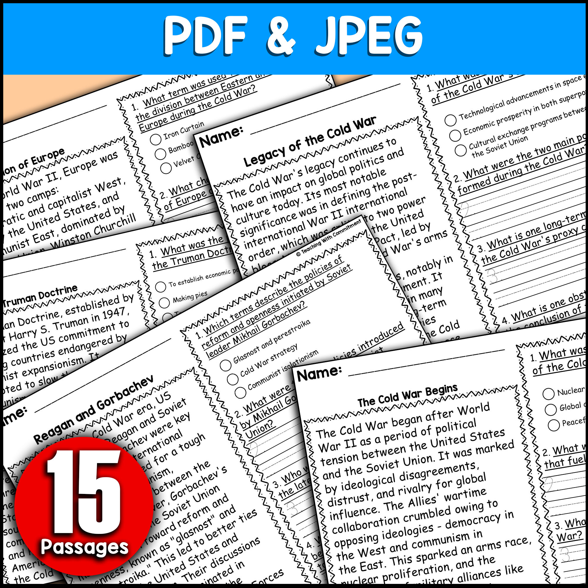The Cold War Reading Comprehension Passage With Questions | Made By ...