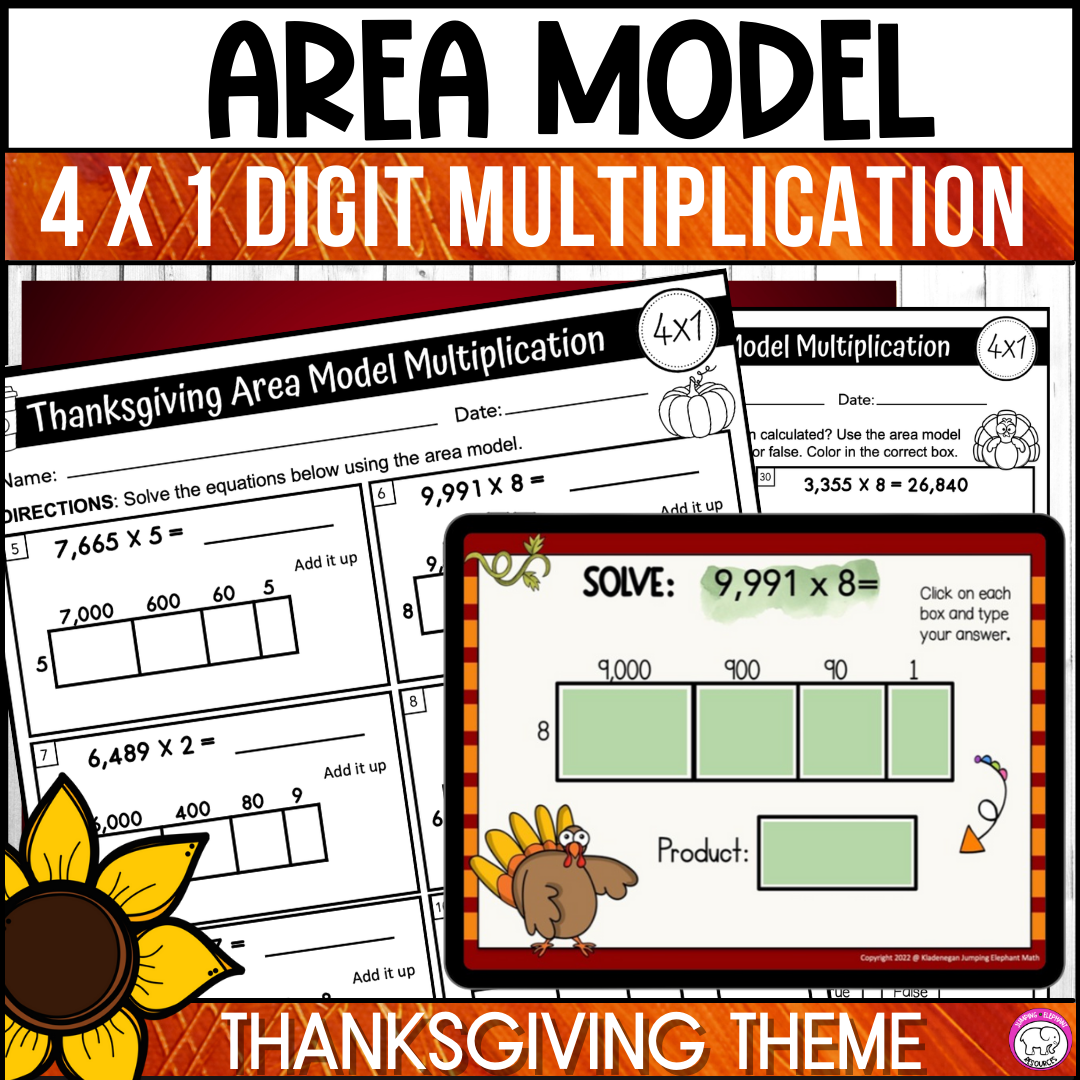 2 Digit by 1 Digit Area Model Multiplication Google Slides and ...