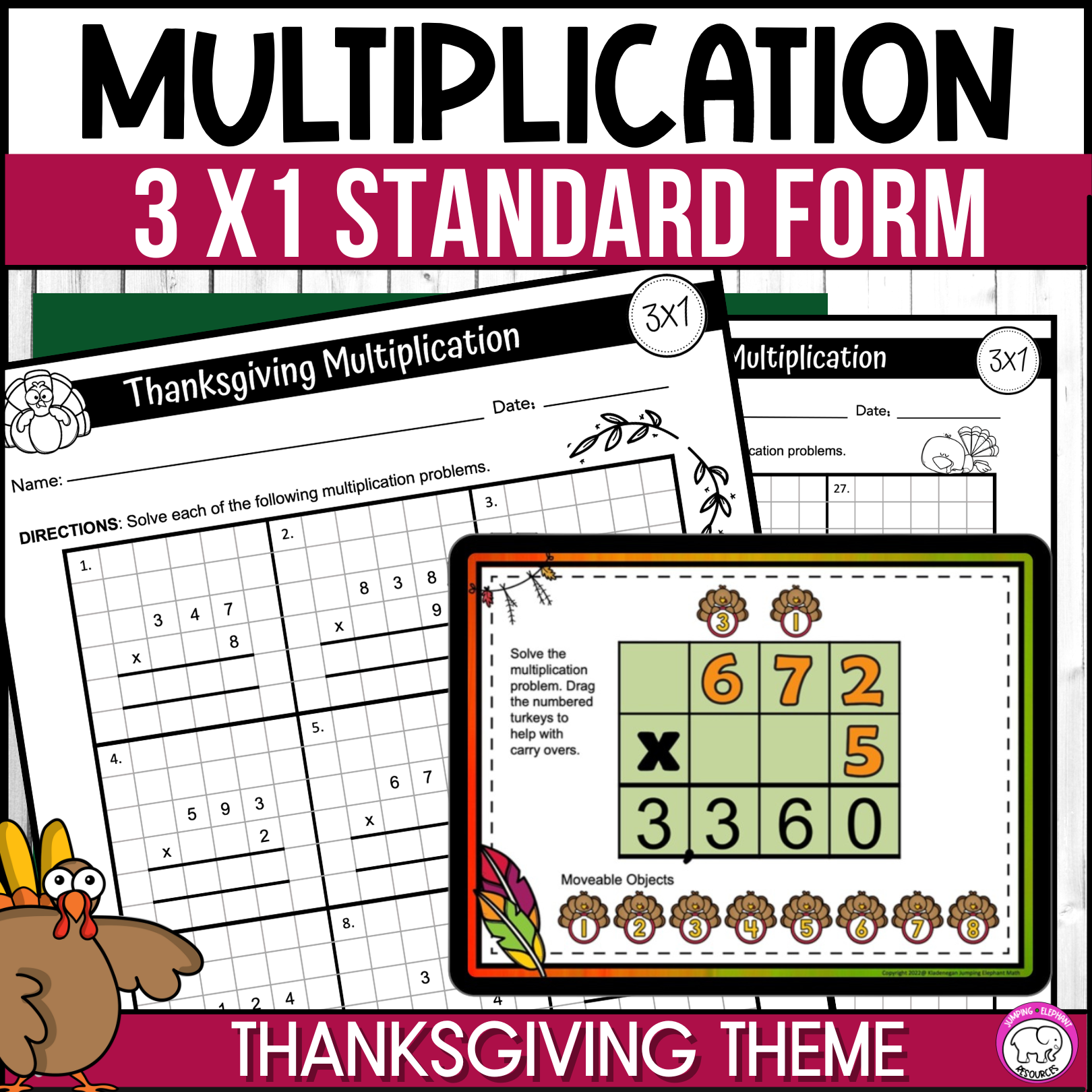 Multiplication with regrouping Standard Form BUNDLE Google Slides and ...