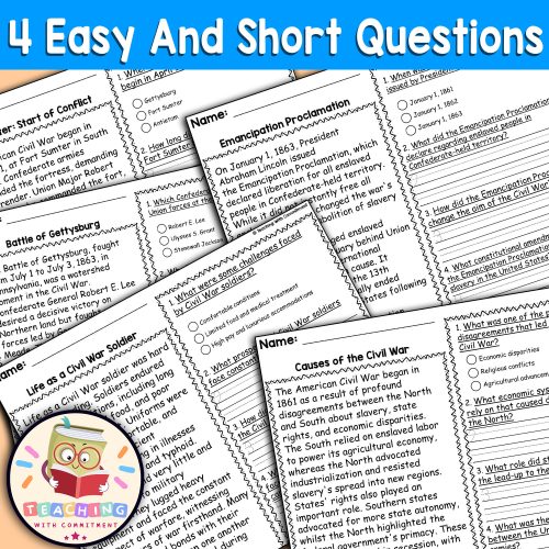 United States History Reading Comprehension Passage With Questions US ...