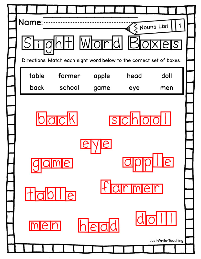Nouns List Sight Word Centers - Word Boxes FREEBIE | Made By Teachers