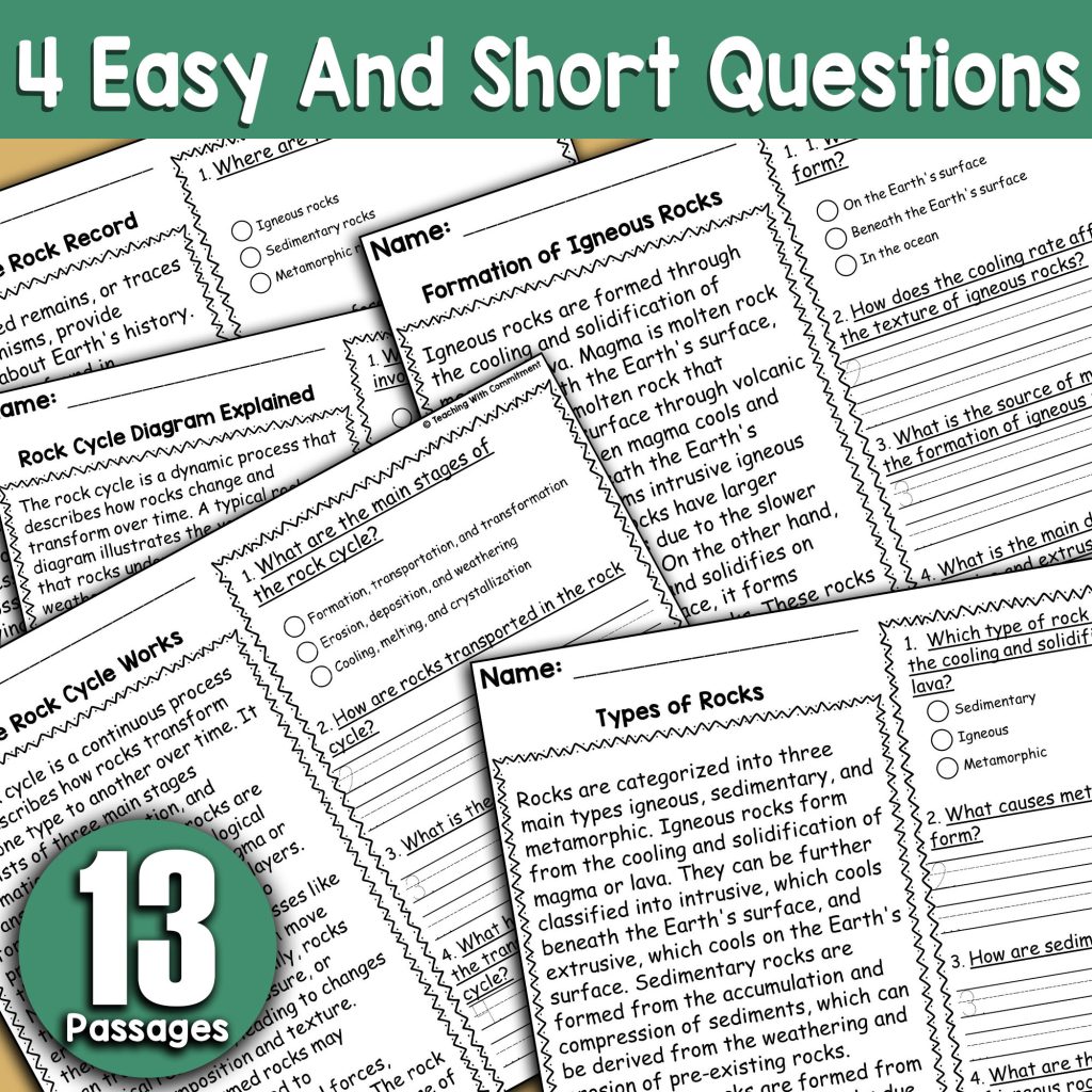 Rock Cycle Reading Comprehension Passages With Questions - Made By Teachers