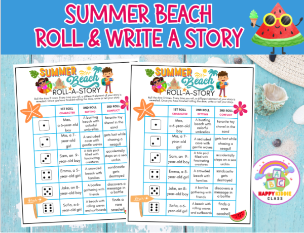 Summer Beach Roll & Write Story, Summer Creative Writing Centers ...