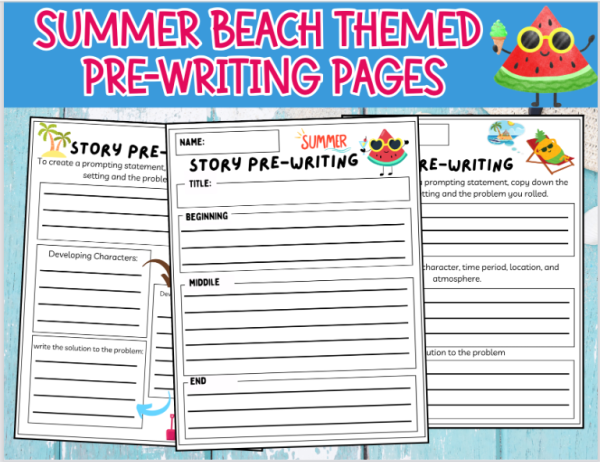 Summer Beach Roll & Write Story, Summer Creative Writing Centers ...