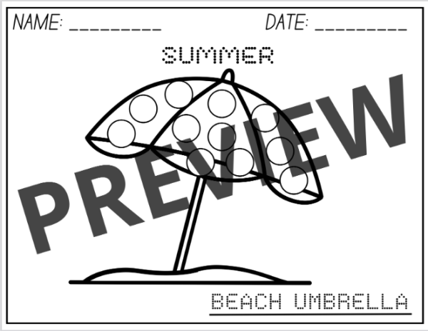 Summer Do-A-Dot Fun Worksheets, Preschool - Fine Motor Skills - Pre-k ...