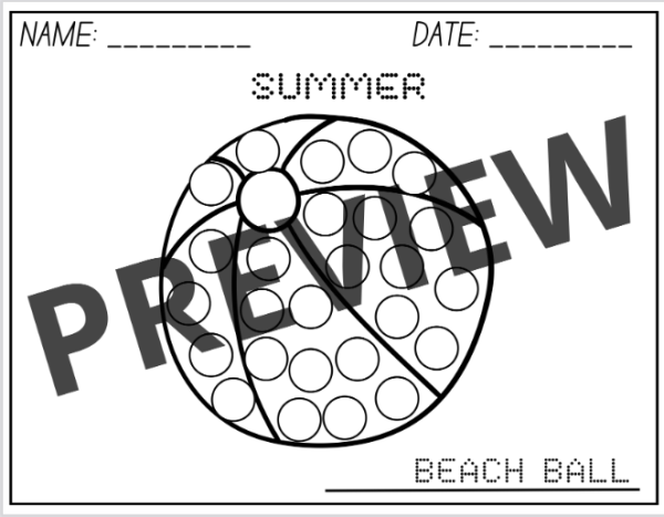 Summer Do-A-Dot Fun Worksheets, Preschool - Fine Motor Skills - Pre-k ...