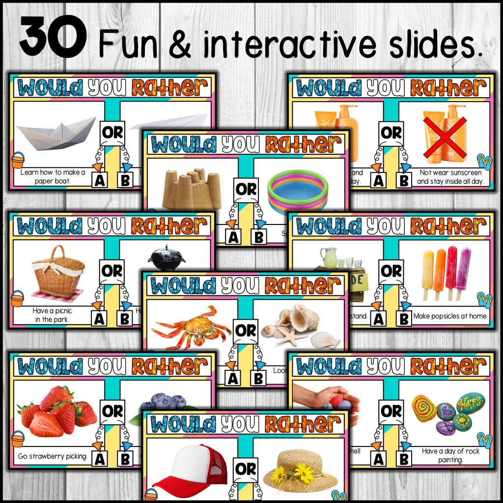Summer Would You Rather Games - This or That - End of Year Brain Break ...