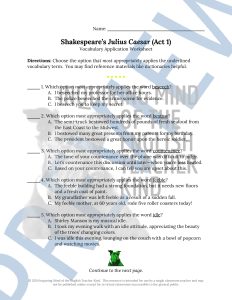Shakespeare's Julius Caesar Act 1 Vocabulary Games for High School ...