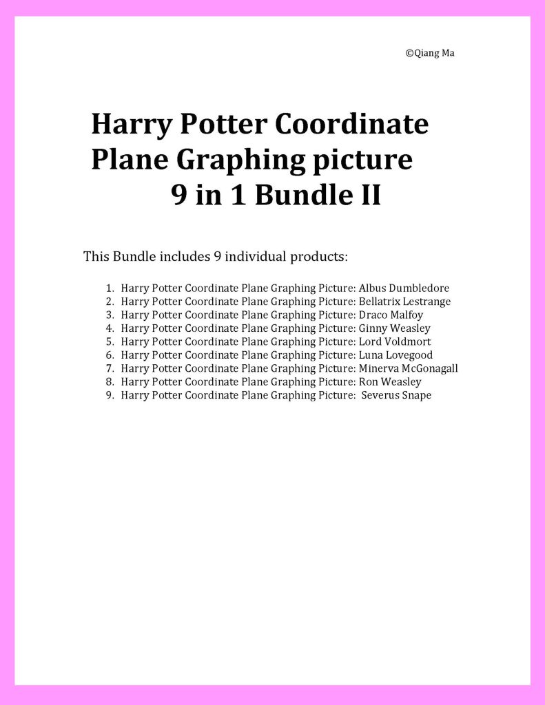Harry Potter Coordinate Plane Graphing Picture: Bundle 9 in 1 II - Made ...