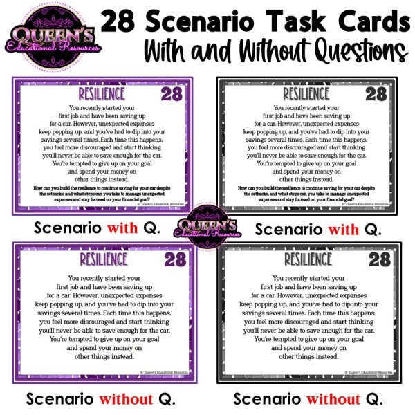 Resilience Scenarios | Resilience Worksheets | Perseverance | Situation ...