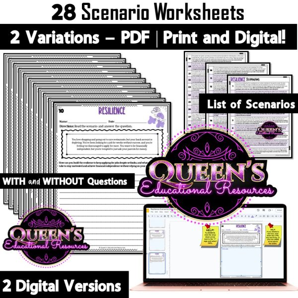 Resilience Scenarios | Resilience Worksheets | Perseverance | Situation ...