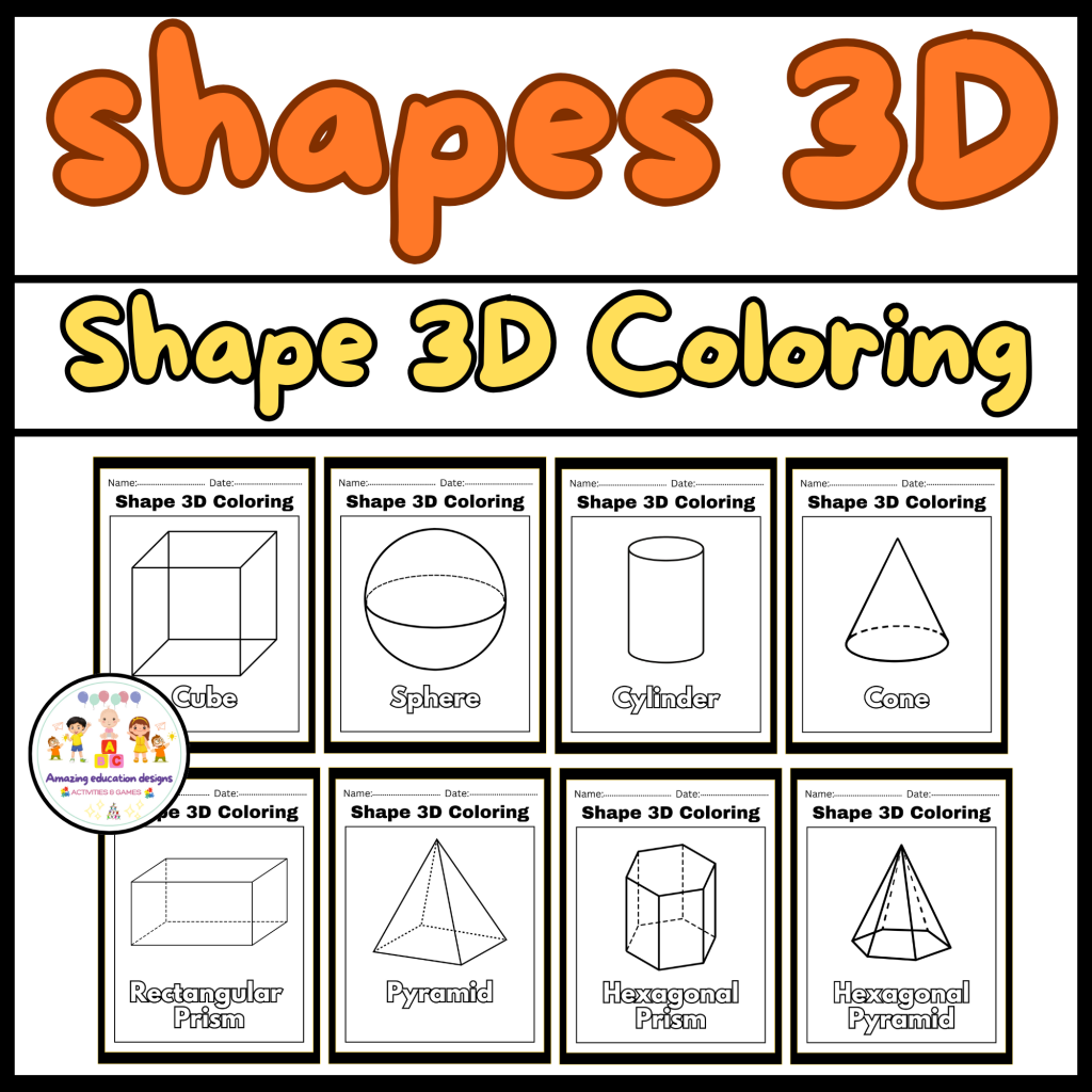 Activities Shapes 3D Coloring Worksheets / Back To School | Made By ...