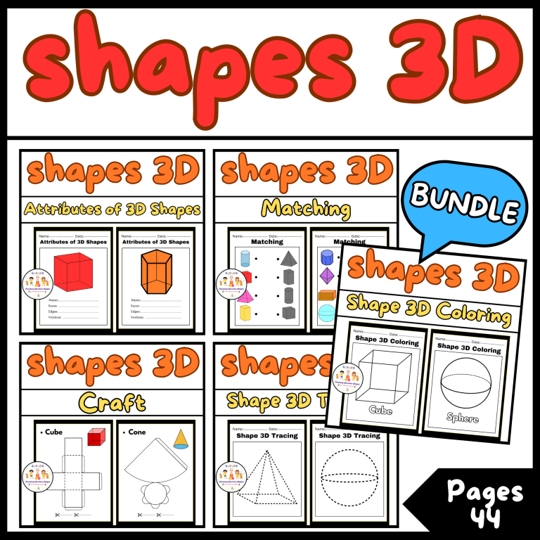 Activities BUNDLE 3D Shapes Worksheets / Back To School | Made By Teachers