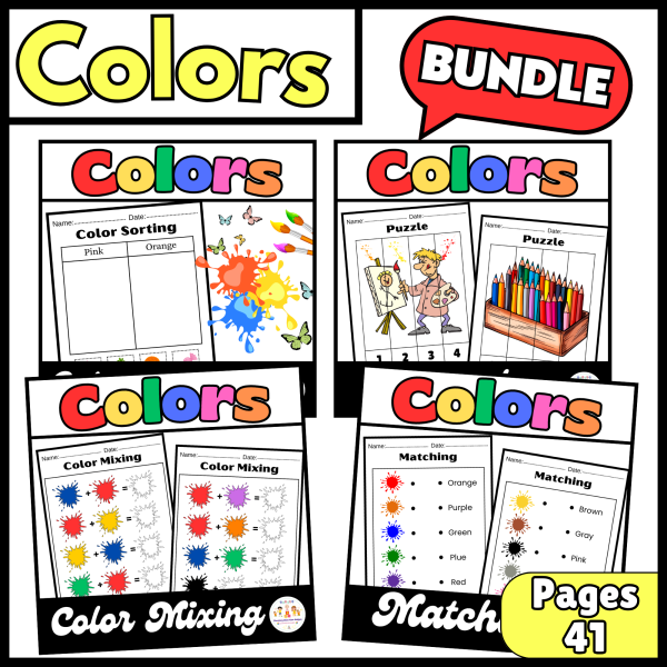 Activities Colors BUNDLE Worksheets -Matching - Puzzle / Back To School ...