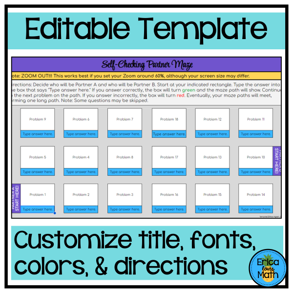 Editable Digital Partner Activity | Maze Template (v.3) | Made By Teachers