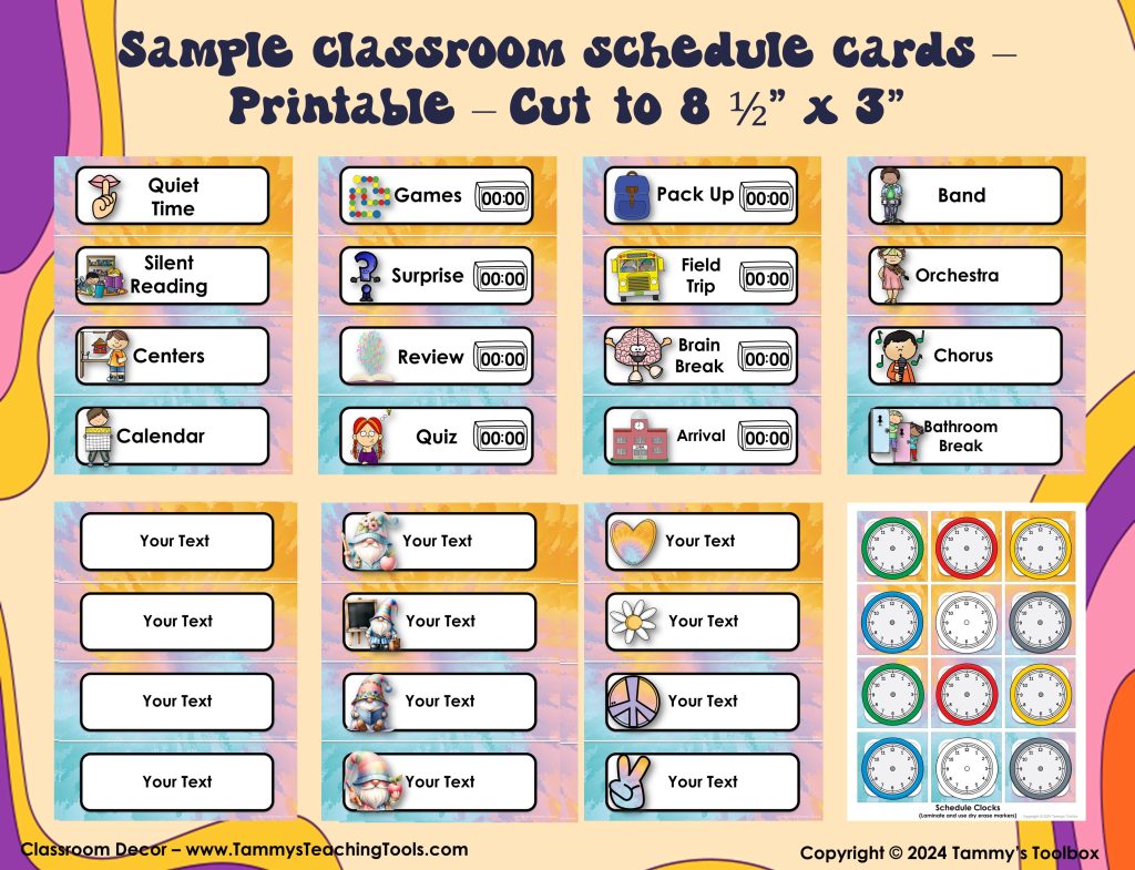 Retro Groovy Class Daily Schedule Cards, Editable Retro Theme Classroom ...
