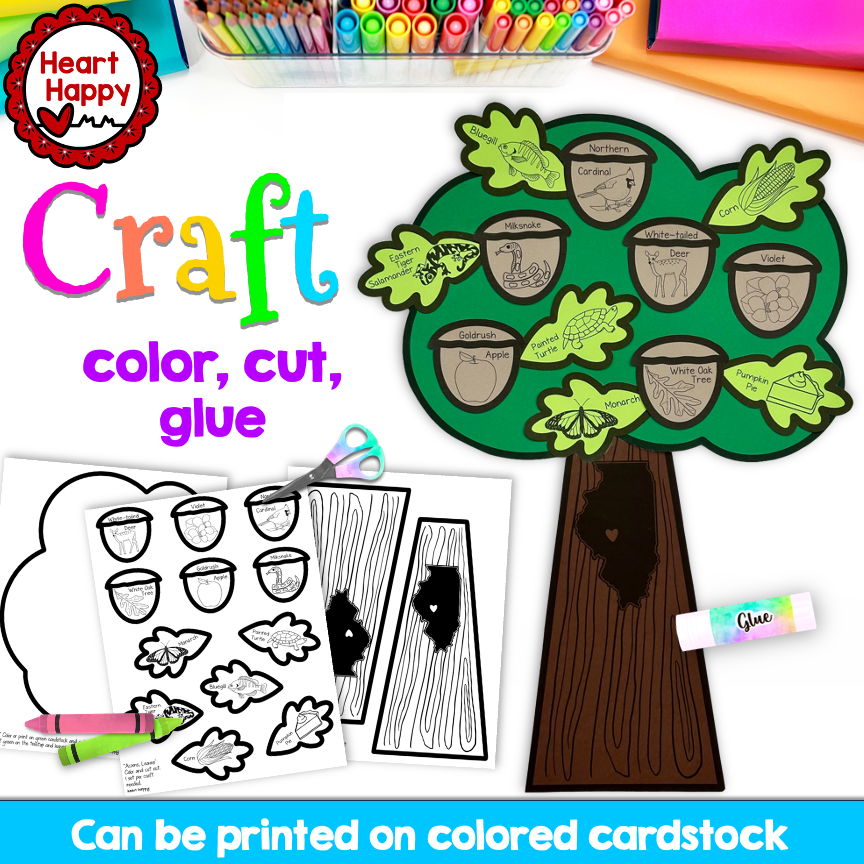 Illinois State Symbols Craft BUNDLE | Made By Teachers