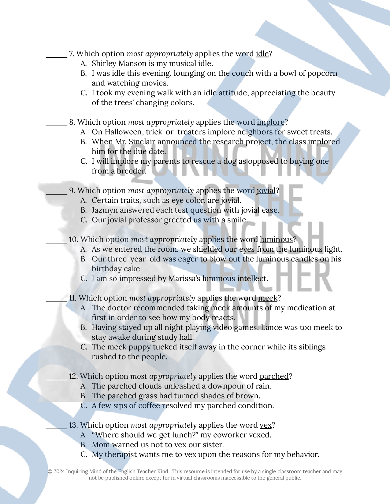 "The Goose Girl" by the Brothers Grimm Vocabulary Games for High School ...