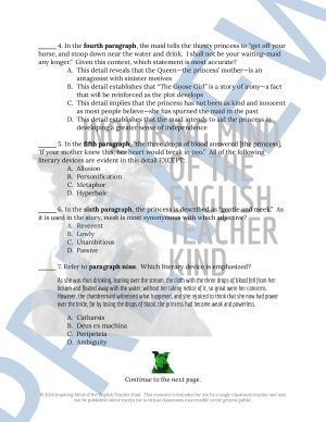"The Goose Girl" by the Brothers Grimm Quiz, Close Reading, and ...