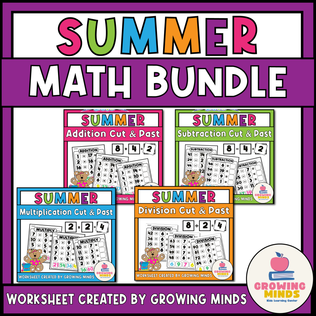 Summer Math Worksheet Bundle - addition, subtraction, multiplication ...