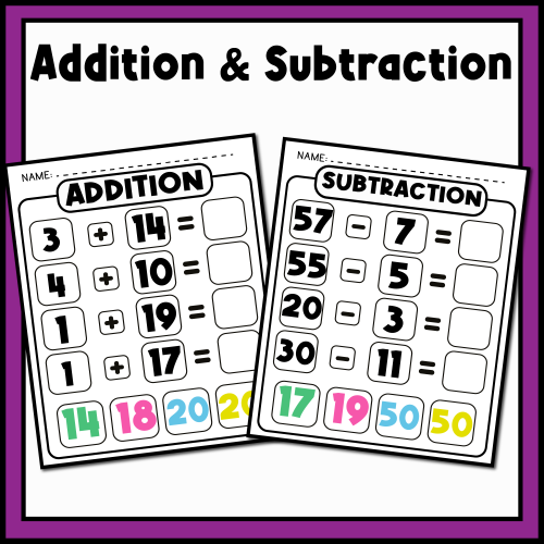 Summer Math Worksheet Bundle - addition, subtraction, multiplication ...