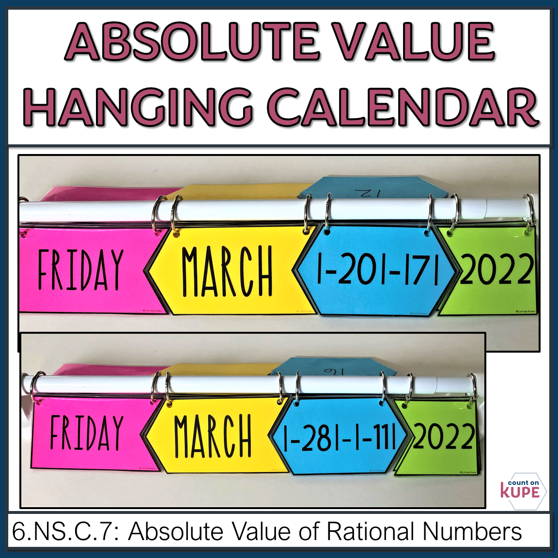 Absolute Value Math Hanging Classroom Calendar | Made By Teachers