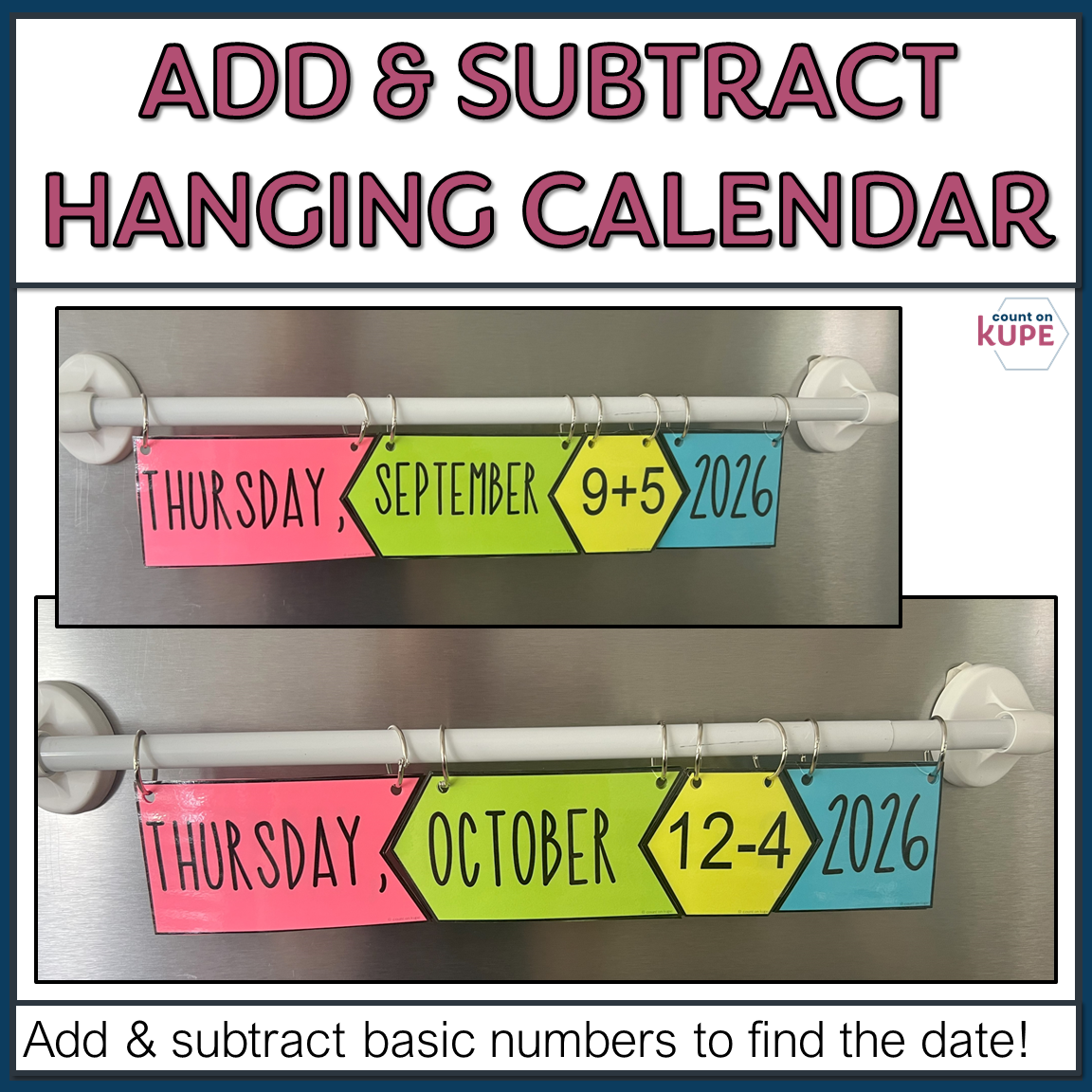 Decimal Addition and Subtraction Math Hanging Classroom Calendar | Made ...