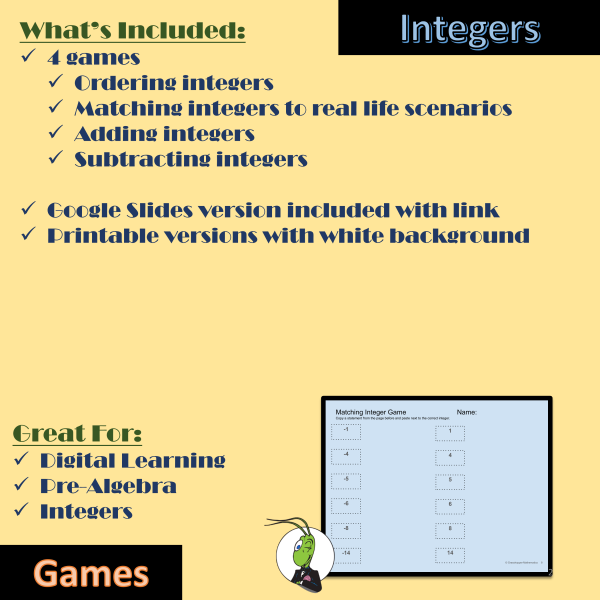 Ordering and Matching Integers Games Google and Printable - Made By ...