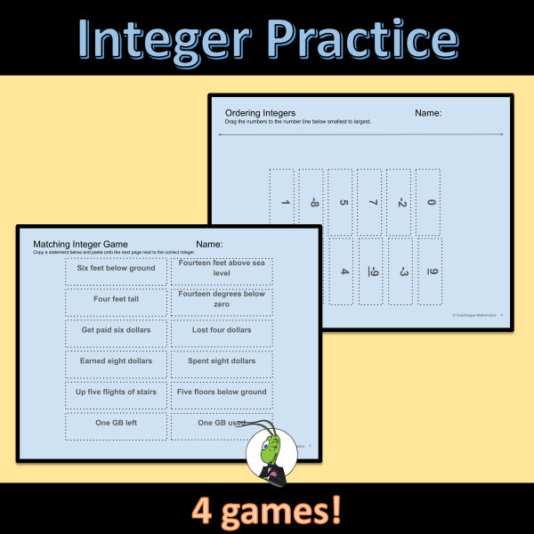 Ordering and Matching Integers Games Google and Printable | Made By ...