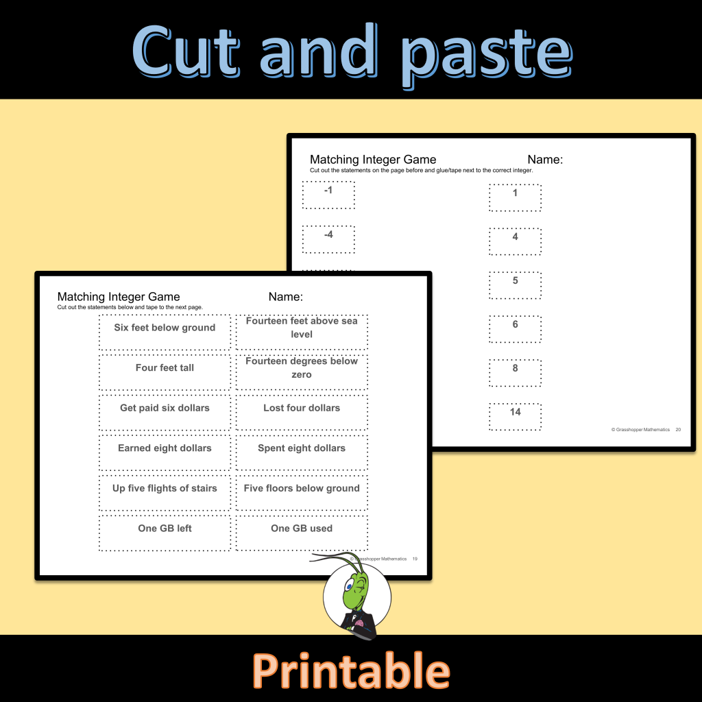 Ordering and Matching Integers Games Google and Printable - Made By ...
