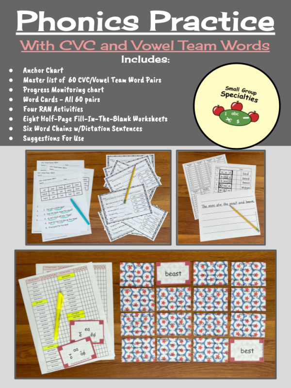 Phonics Practice with CVC & Vowel Team Patterns | Made By Teachers