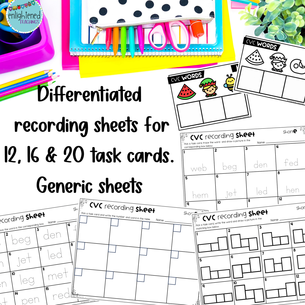 Short e CVC Task Cards - Short e CVC Mystery Words - Secret CVC words ...