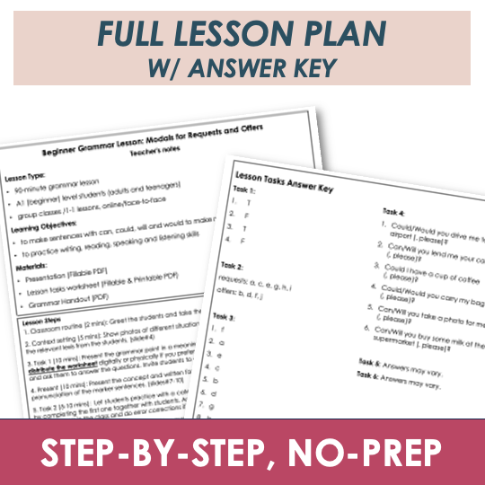 Modals for Requests & Offers - Beginner Grammar Lesson, Worksheets ...