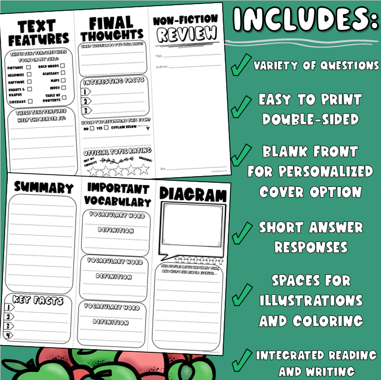 Non-Fiction Reading | Book Review Brochure Project Trifold | Made By ...
