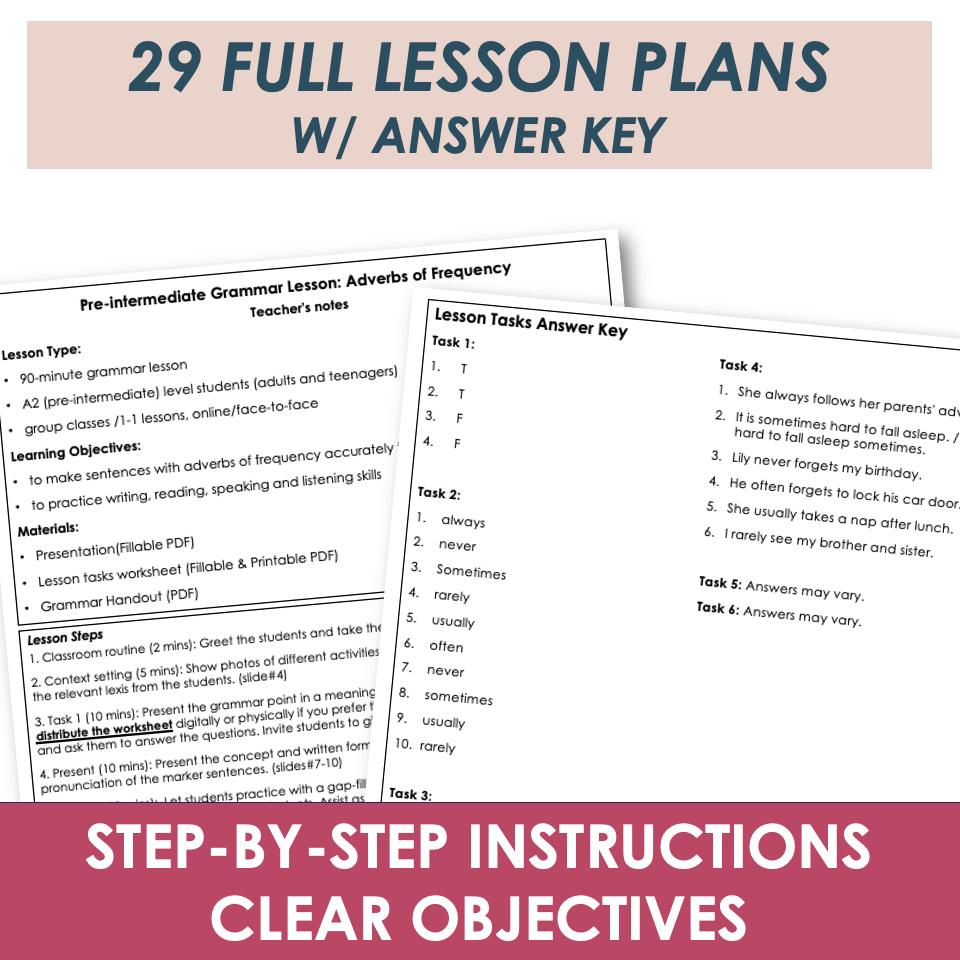 A1 Beginner + A2 ESL Grammar Lessons, Worksheets, Activities MEGA ...