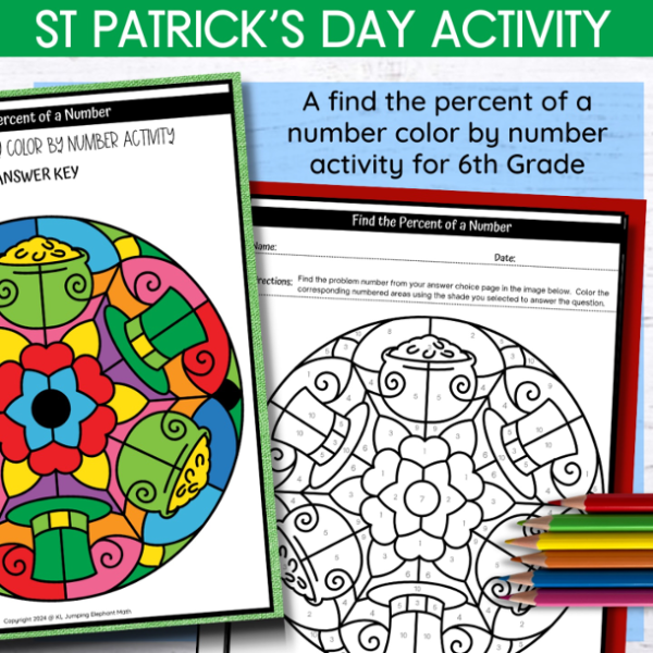 St Patrick's Day Find the Percent of a Number Color by Number Activity ...