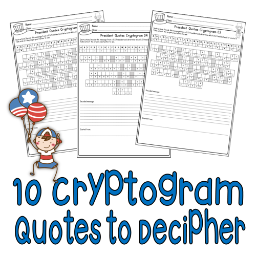 US Presidents Quotes Cryptogram Worksheets Grade 6 7 8 ELA SOCIAL ...