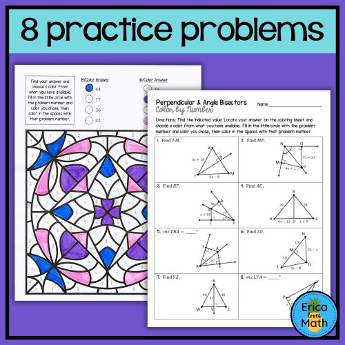 Perpendicular & Angle Bisectors Color by Number Activity | Made By Teachers