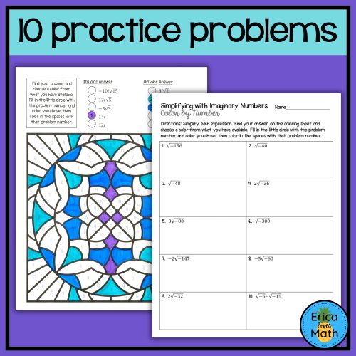 Simplifying Radicals with Imaginary Numbers Color by Number Activity ...