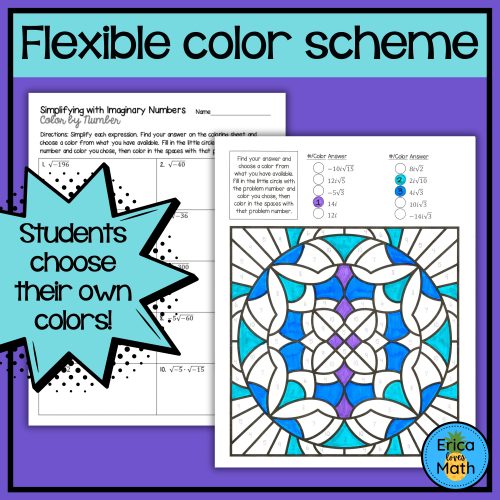 Simplifying Radicals with Imaginary Numbers Color by Number Activity ...