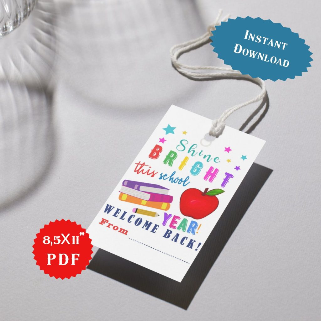 Shine bright this school year Back to school Gift tag Teacher Template ...