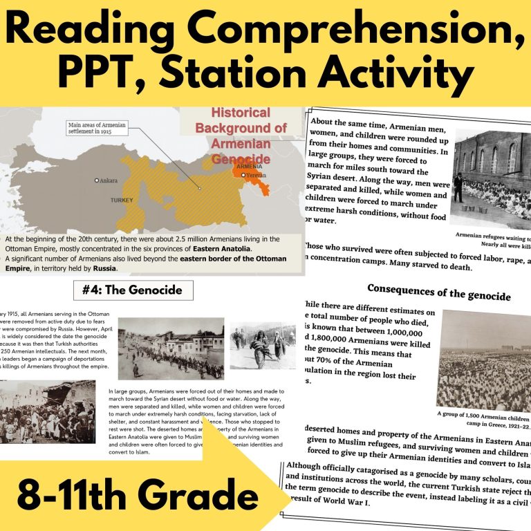 Armenian Genocide Lesson- Reading Comprehension, Station Activity ...