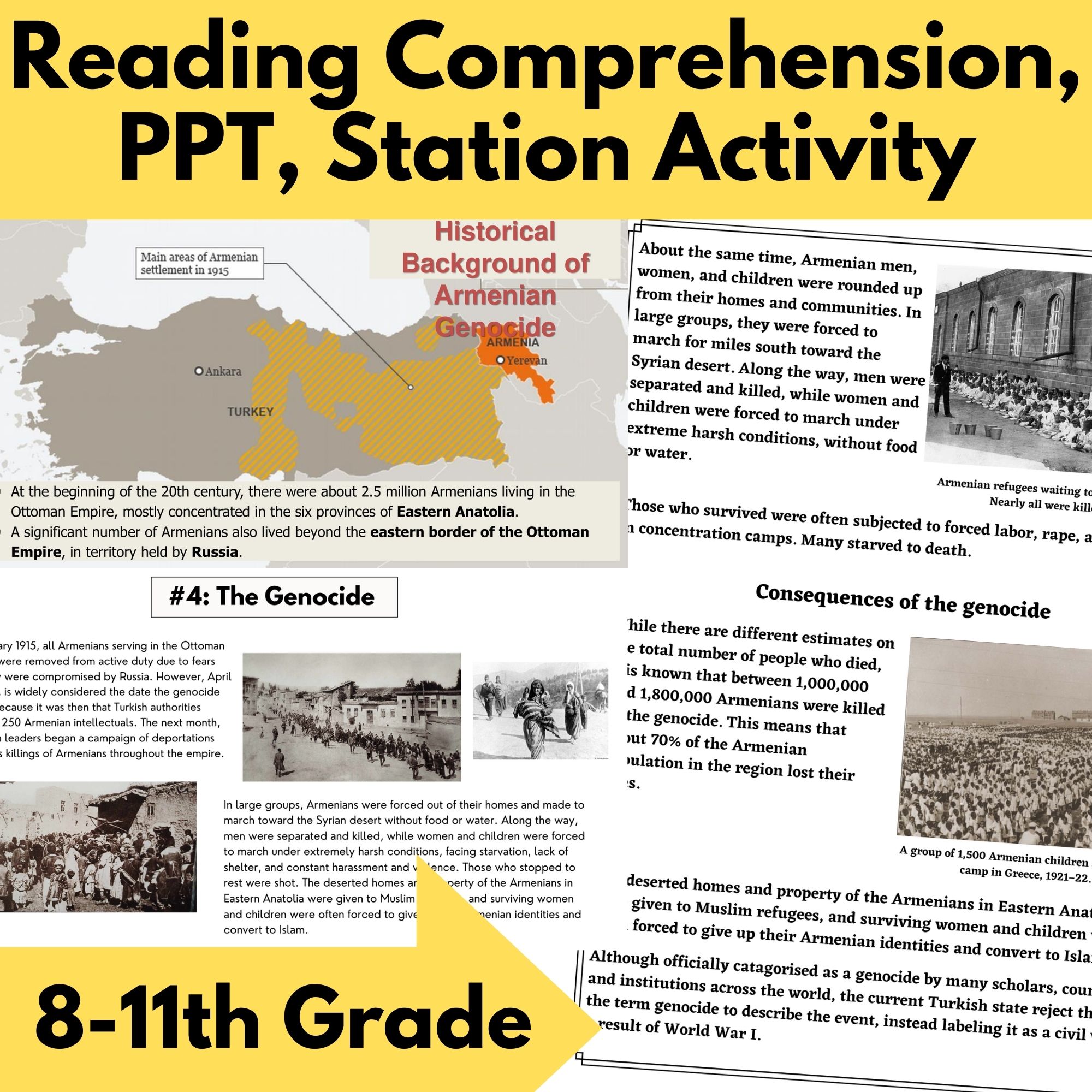 Armenian Genocide Lesson- Reading Comprehension, Station Activity ...