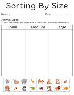 sorting by size worksheets for kindergarten - printable sorting by size ...