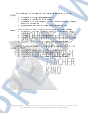 As You Like It Act 2 Quiz, Close Reading Worksheets, and Vocabulary ...